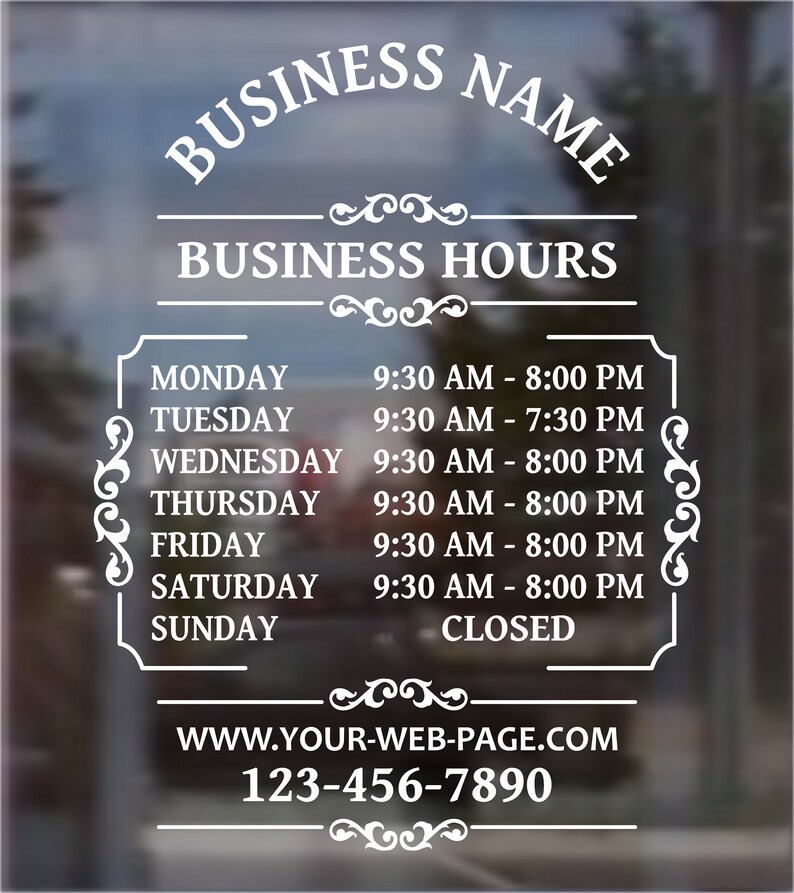 Business Hours Decal Customized with your Business Logo | Etsy