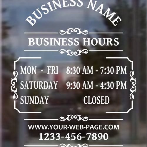 Store Hours Decal Customized With Your Business Hours - Etsy