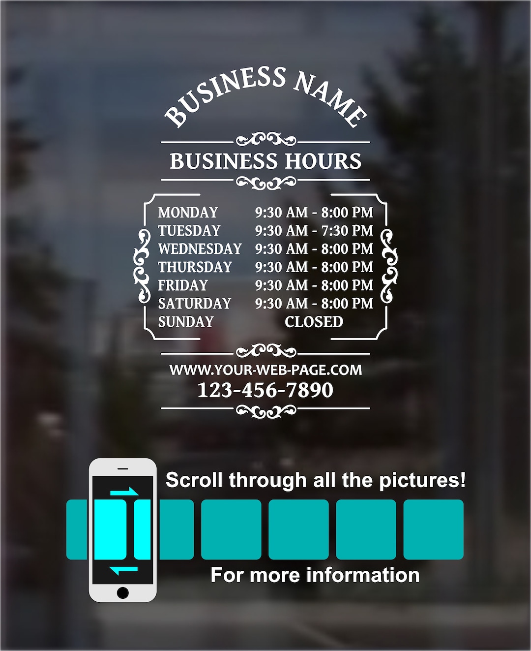 Business Hours Decal Customizes With Your Business Logo Custom Decal ...