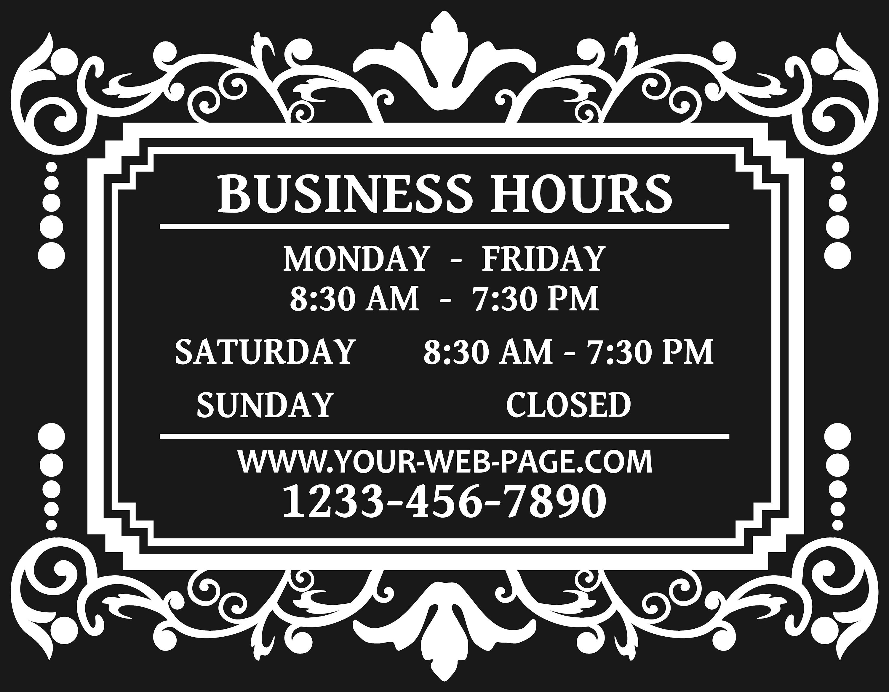 Store Hours Decal Customized With Your Business Hours - Etsy