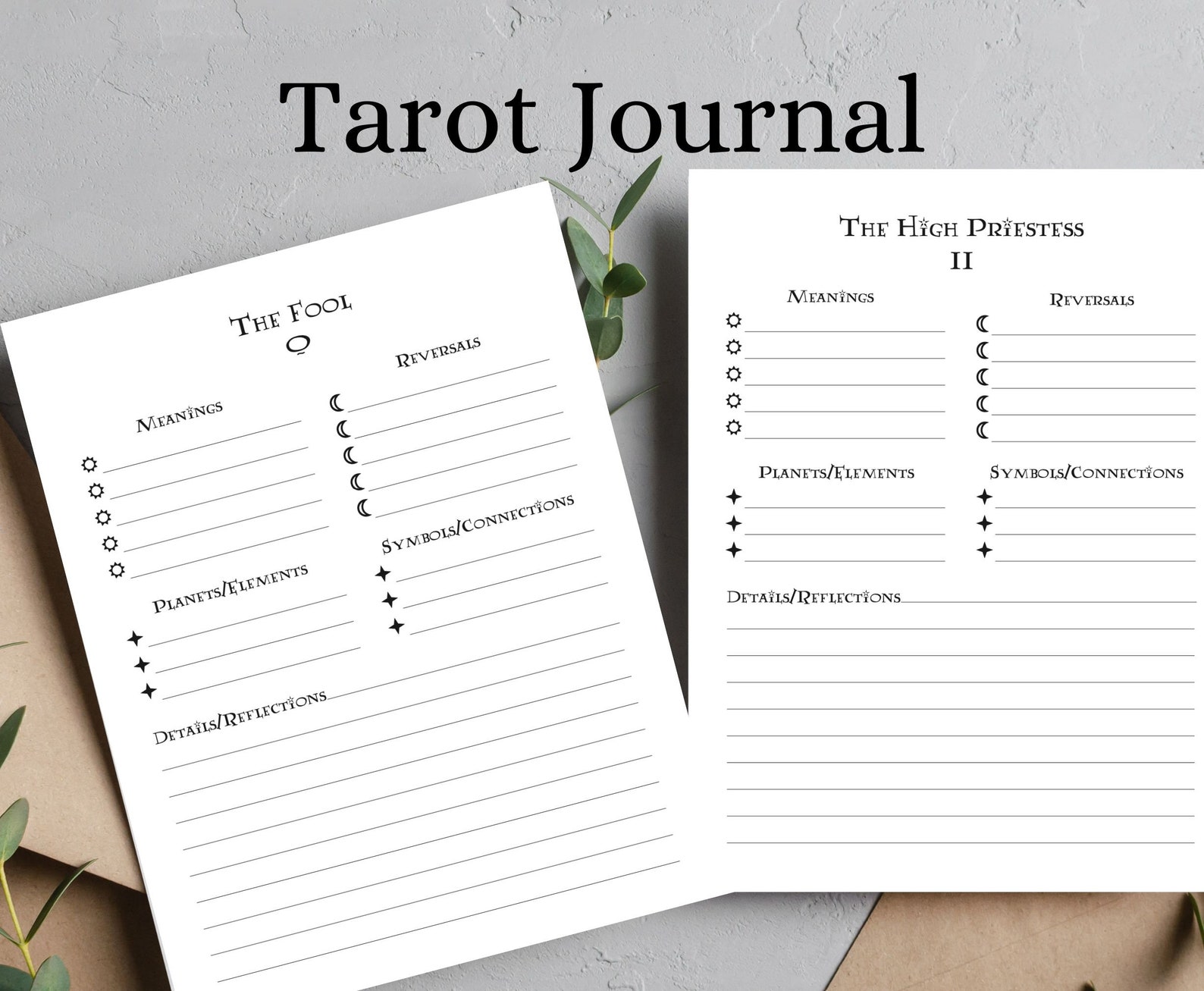 Tarot Journal, Digital Tarot Journal, Tarot Study Guide, Tarot Notebook ...