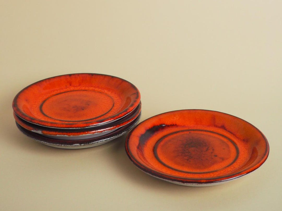 Set of 4 Burnt Orange Bread Plates / Dessert Plates - Etsy