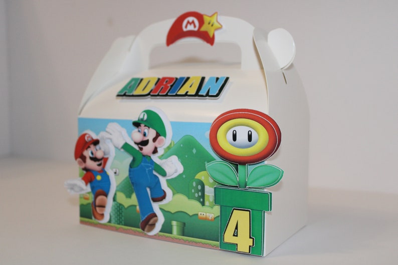 SUPER MARIO Gable Box, Mario Birthday Favor, Mario and Luigi Gable Box ...