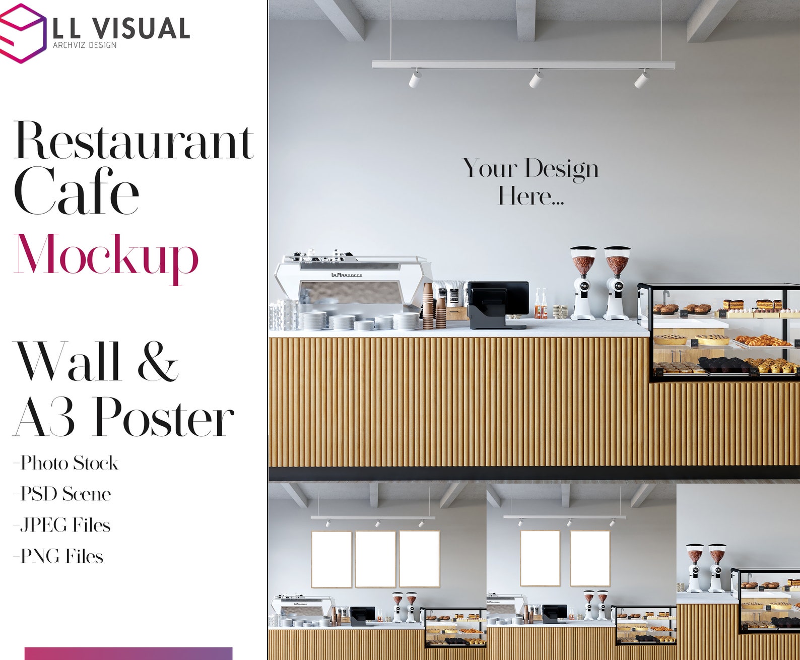 Cafe Restaurant Stock Photo +psd Poster Mockup + Psd Wall Mockup ...