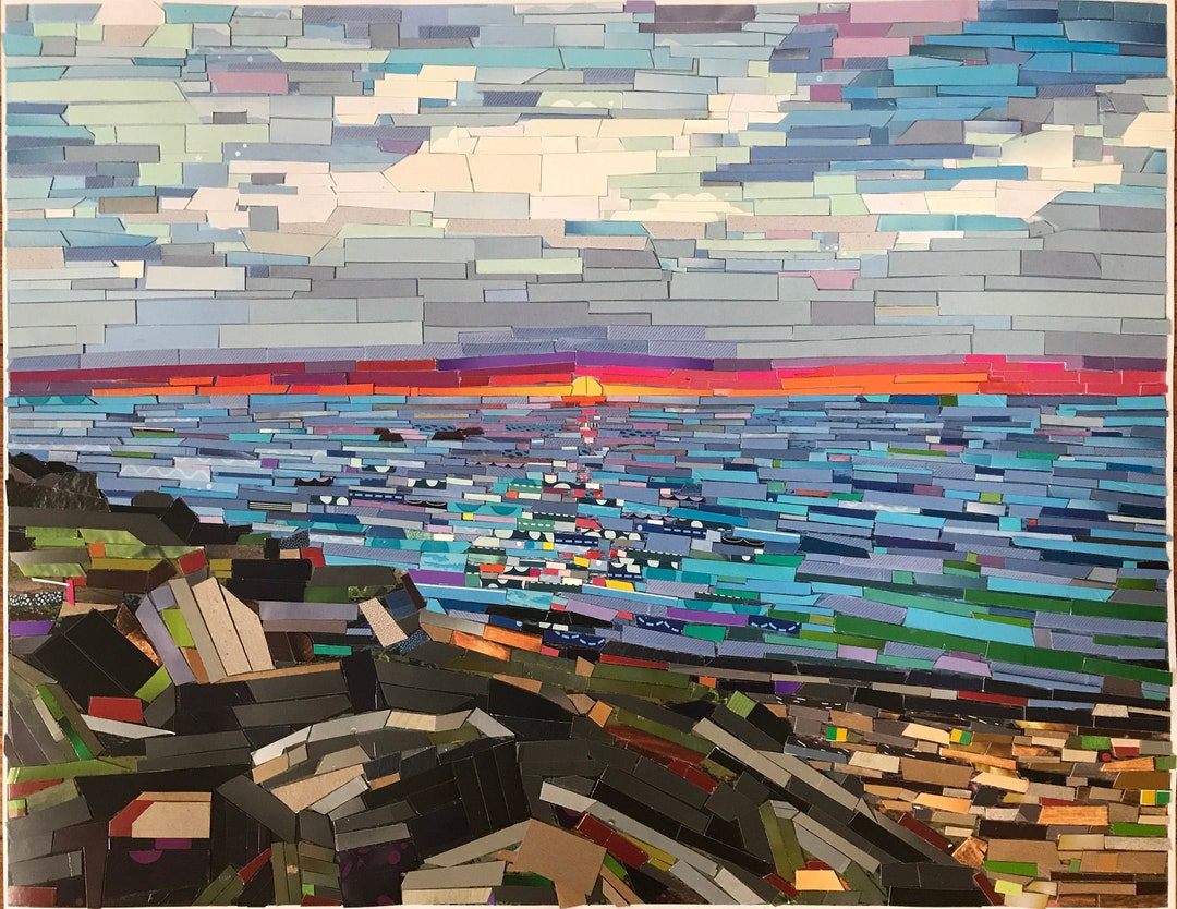 Sunrise at Shippan Point - Collage Artwork - Etsy
