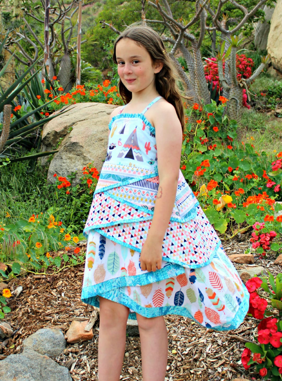Cute and Unique Southwestern Sundress With Bodice Ruffle - Etsy