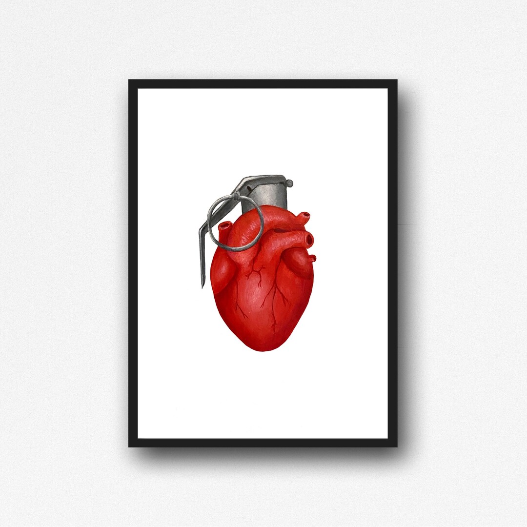 Heart Grenade 5x7 Print - Etsy