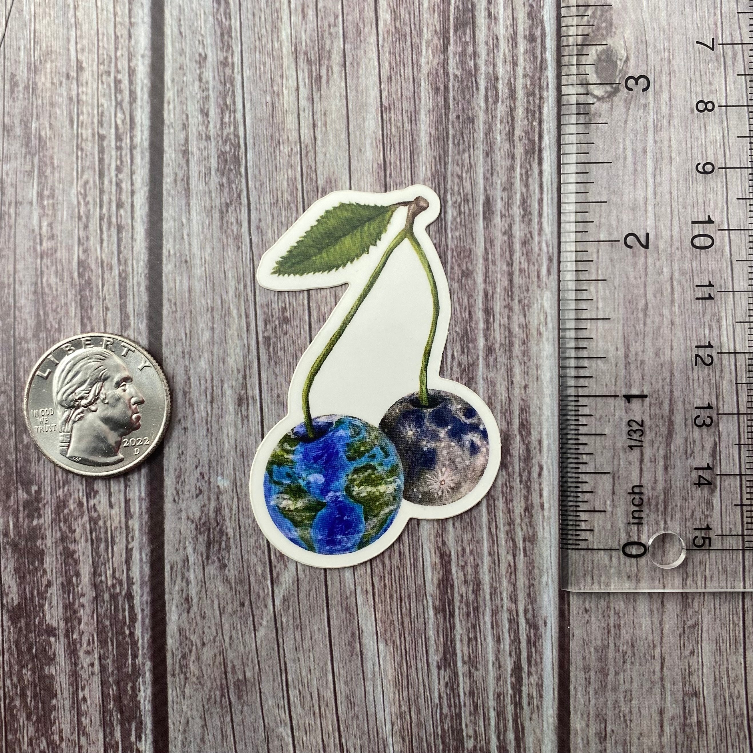 Earth Moon Cherries Sticker vinyl Sticker, Decal, Weird, Funky, Cool - Etsy