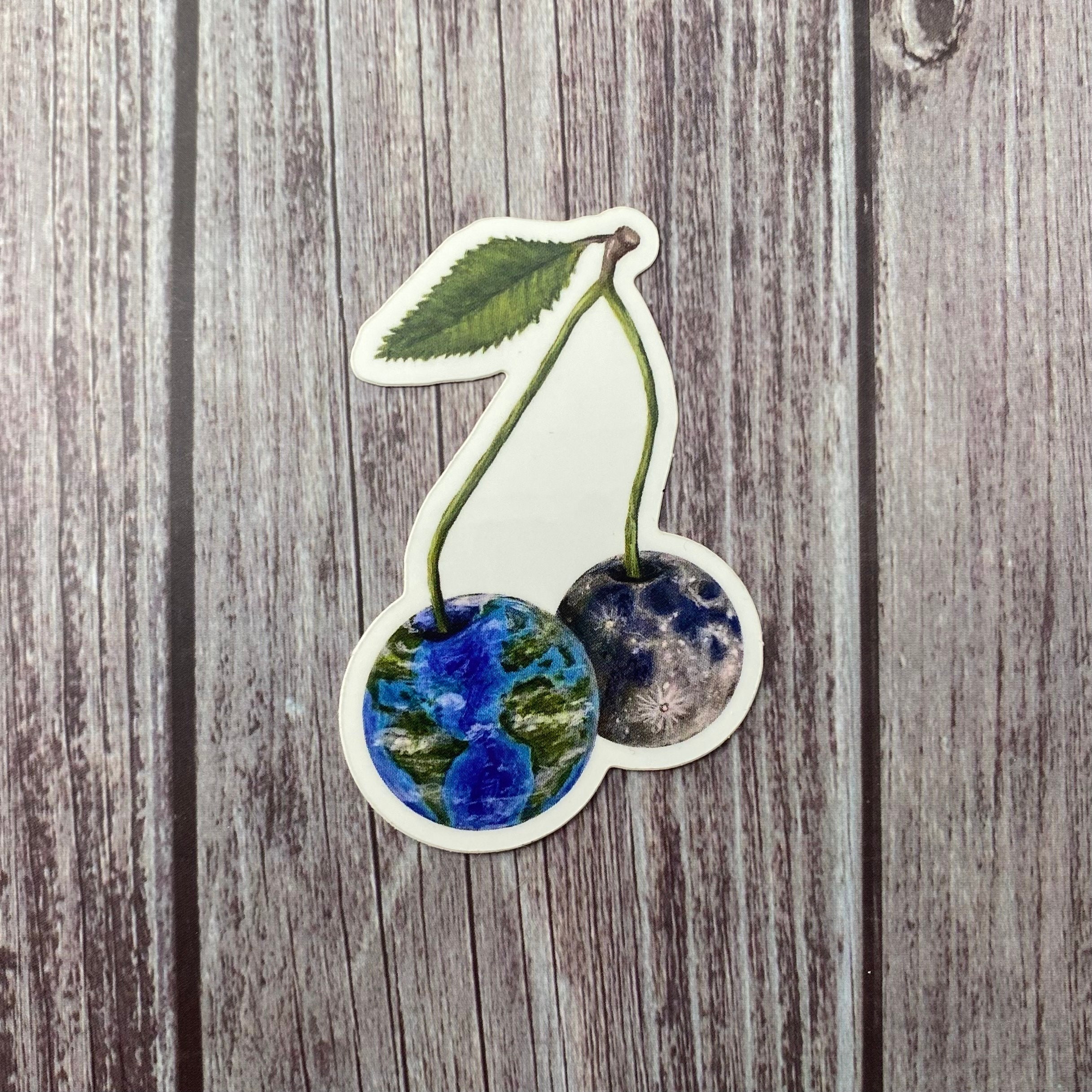 Earth Moon Cherries Sticker vinyl Sticker, Decal, Weird, Funky, Cool - Etsy
