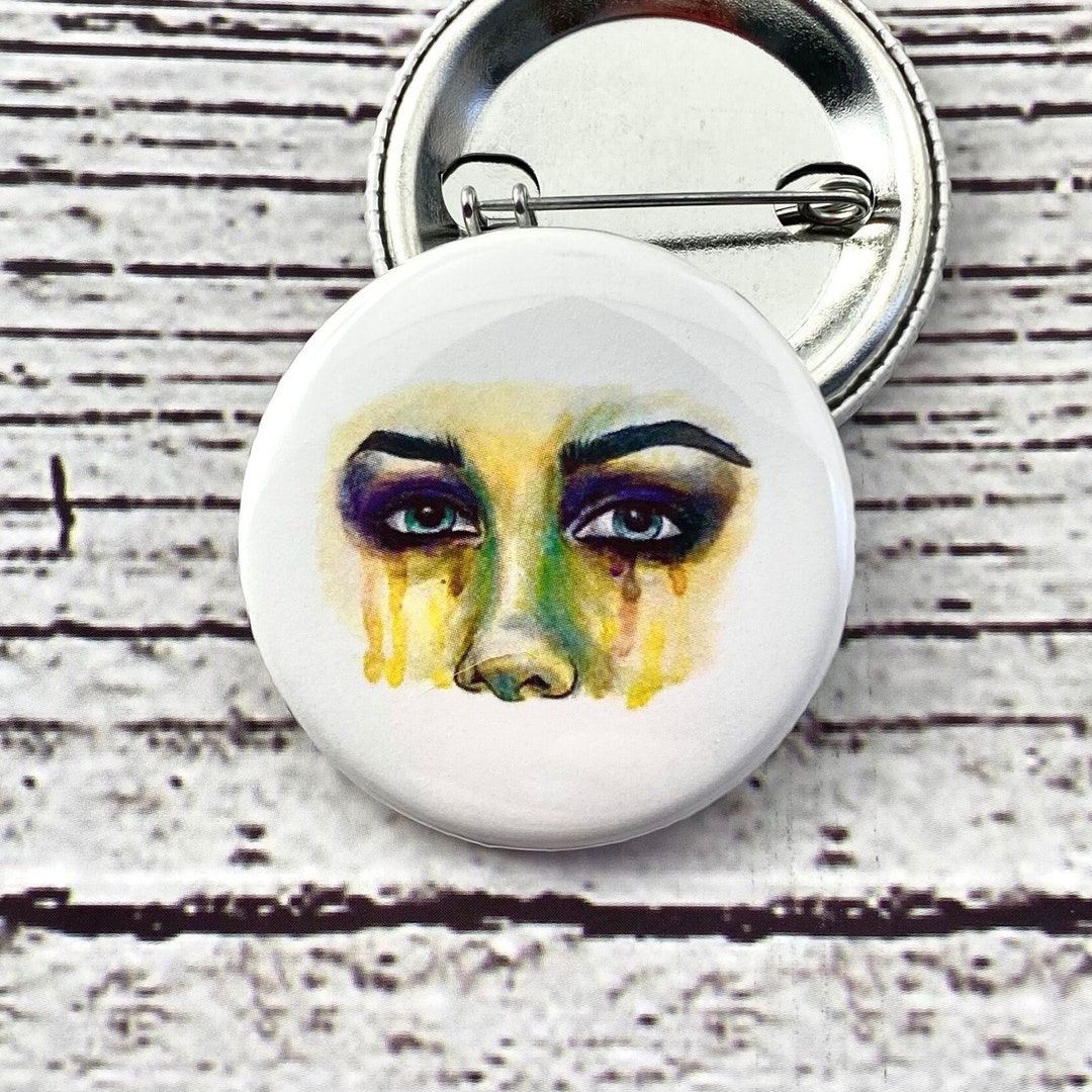 Crying Eyes Girl 1.5 Button pin, Pinback, Weird, Funky, Cool - Etsy