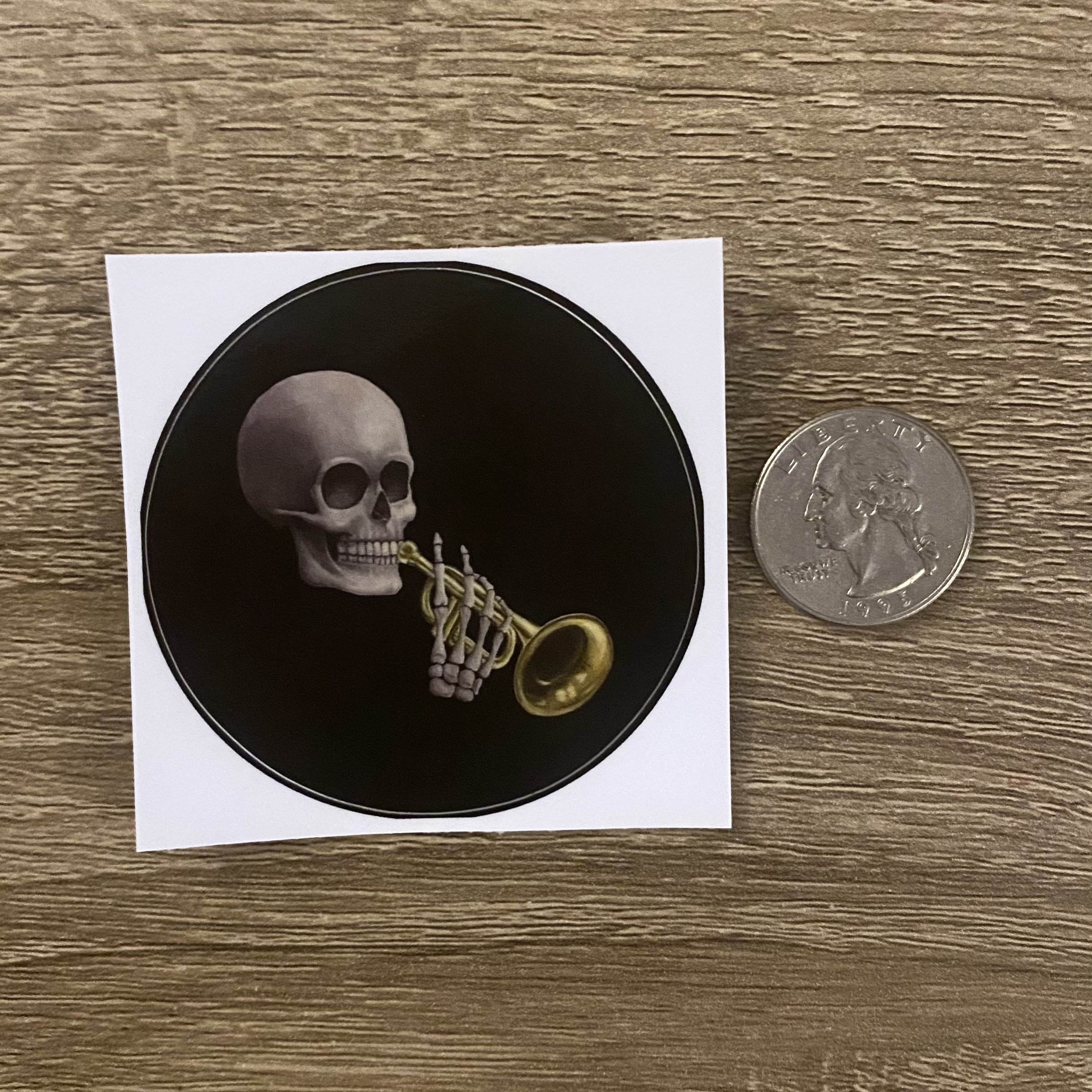 Skull Trumpet Doot Doot Sticker Round Sticker Circular - Etsy Nederland