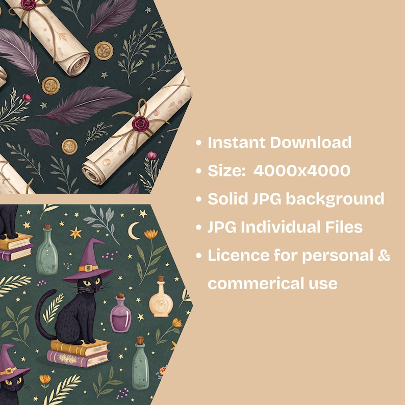 Witchy Apothecary Seamless Patterns | Gothic Witchcore Digital Paper ...