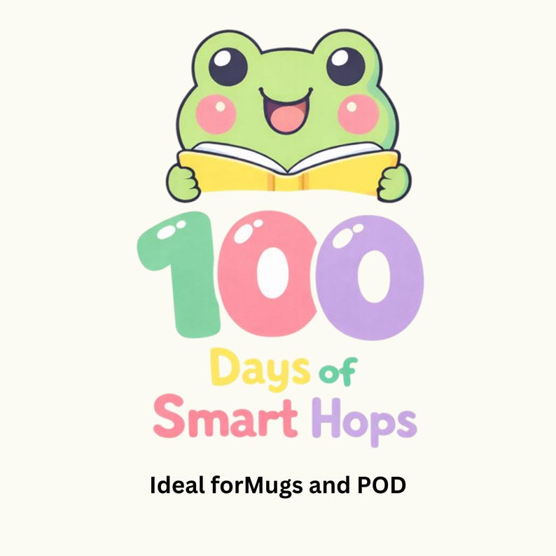 100 Days of School Kawaii Frog Clipart Bundle – Cute Frog PNG, 100th ...