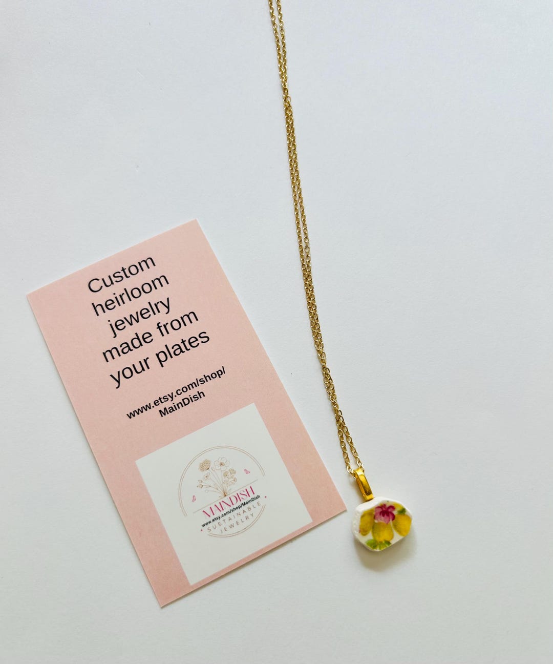 Dainty Pendant/broken Plate Necklace/vintage China Pendant/broken China ...