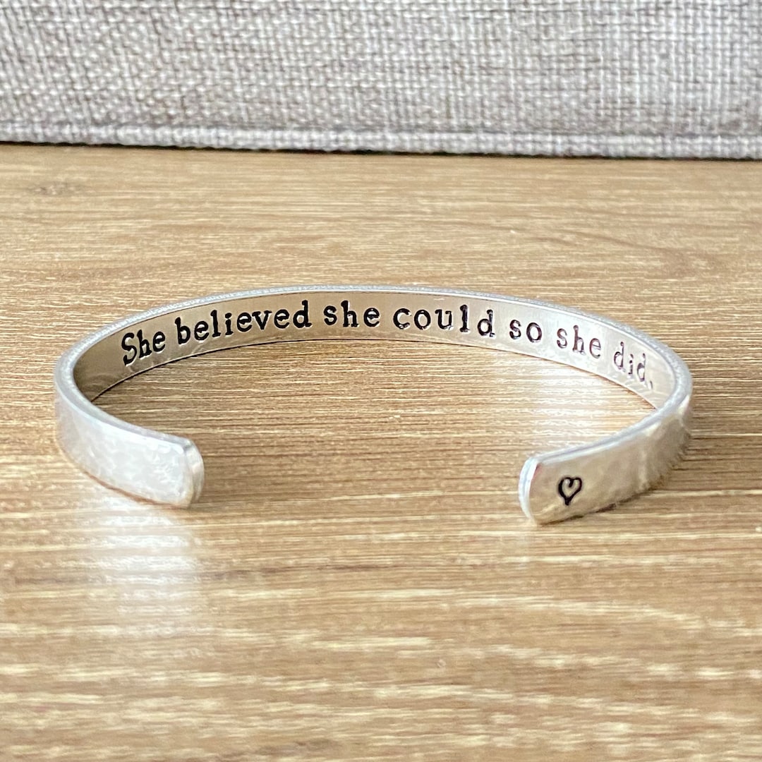 She Believed She Could so She Did Bracelet, Inspirational Gift for Her ...
