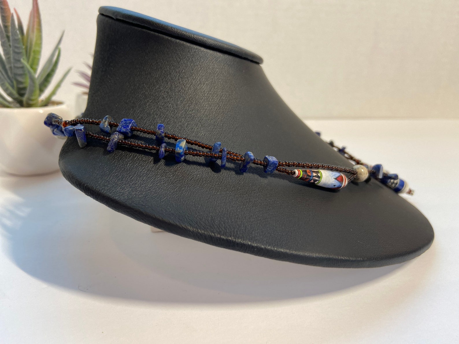 Hand Painted Ceramic Peru Southwest Aztec Beads Double Strand - Etsy