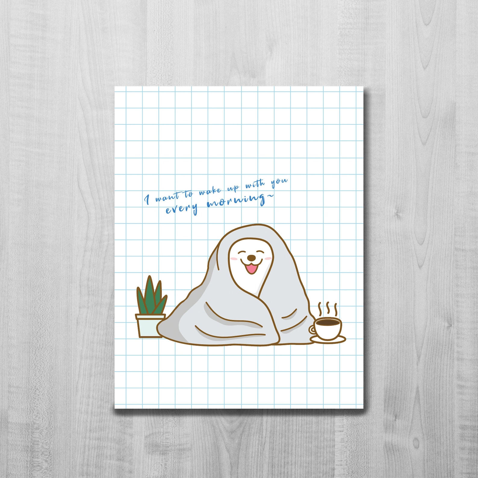 Samoyed Love Card/ Greeting Card/ I Want to Wake You With You - Etsy Canada