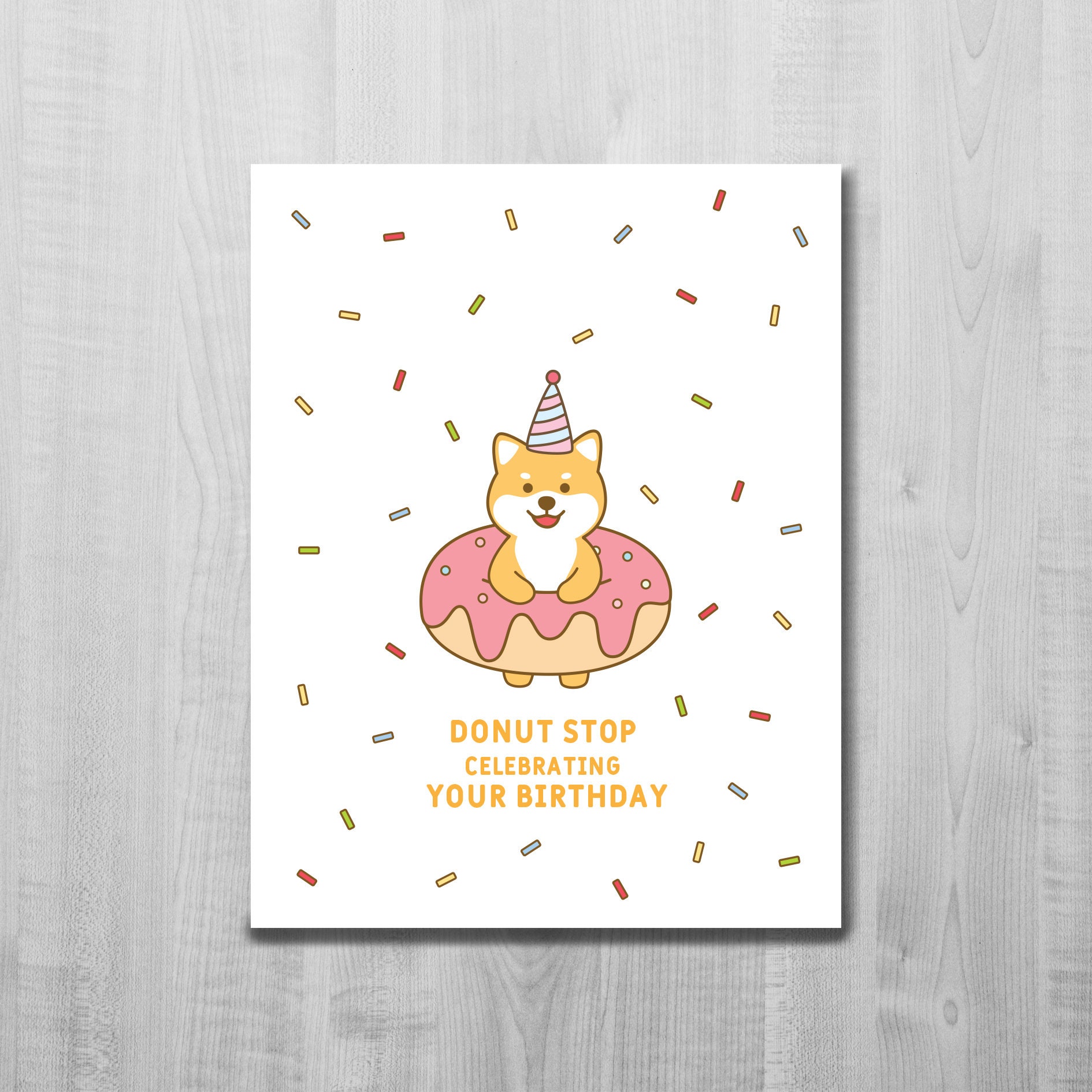 Shiba Inu Birthday Card/ Donut Stop Celebrating Your Birthday/ - Etsy