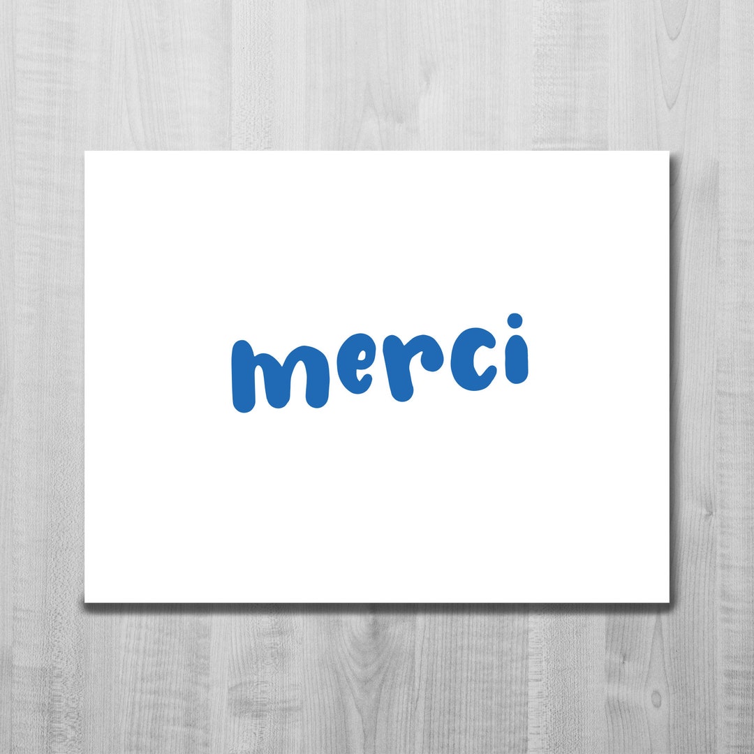 Thank You Card/ Merci/ Merci Card/ Merci Beaucoup/ Greeting Card ...