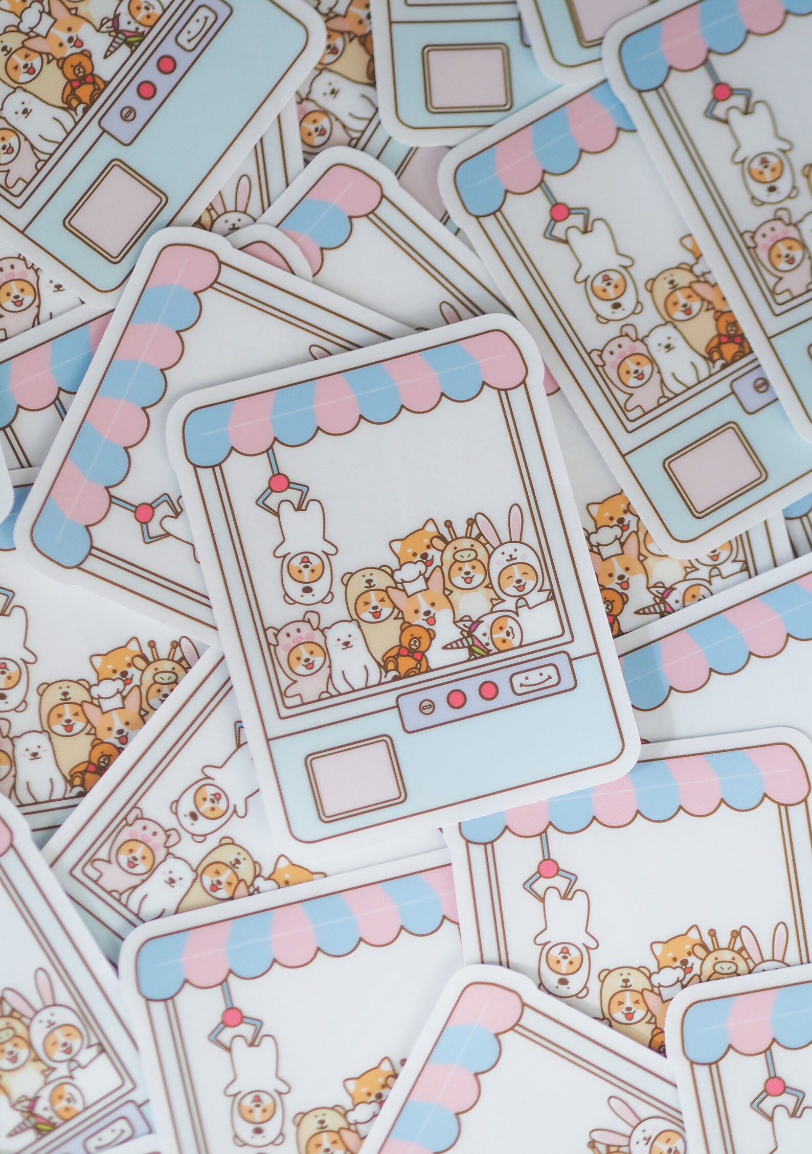 Corgi Stickers/ Clear Stickers/ Claw Machine/ Crane Machine/ Cute ...