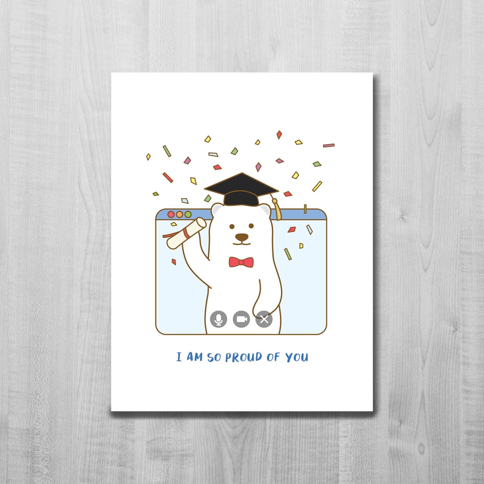 Polar Bear Graduation Card/ Bear/ Congratulations/ I Am so | Etsy