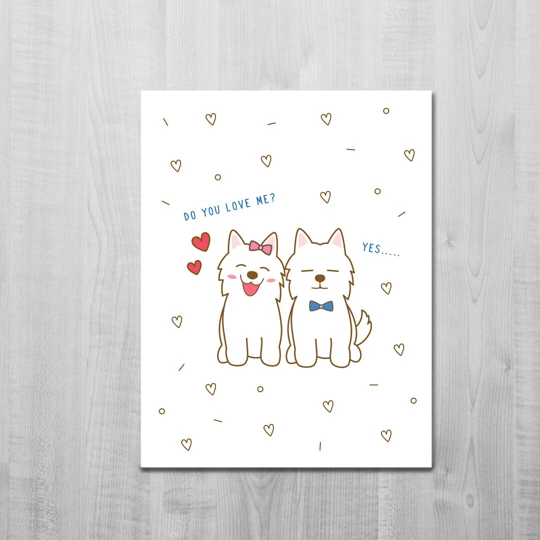 Samoyed Dog Couple Greeting Card, A2 Love Note - Etsy