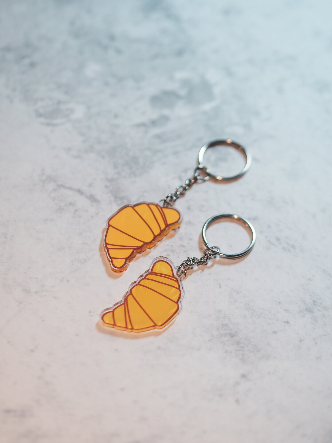 Croissant Keychain/ Acrylic Keychain/ Transparent/ Double Side/ Love ...