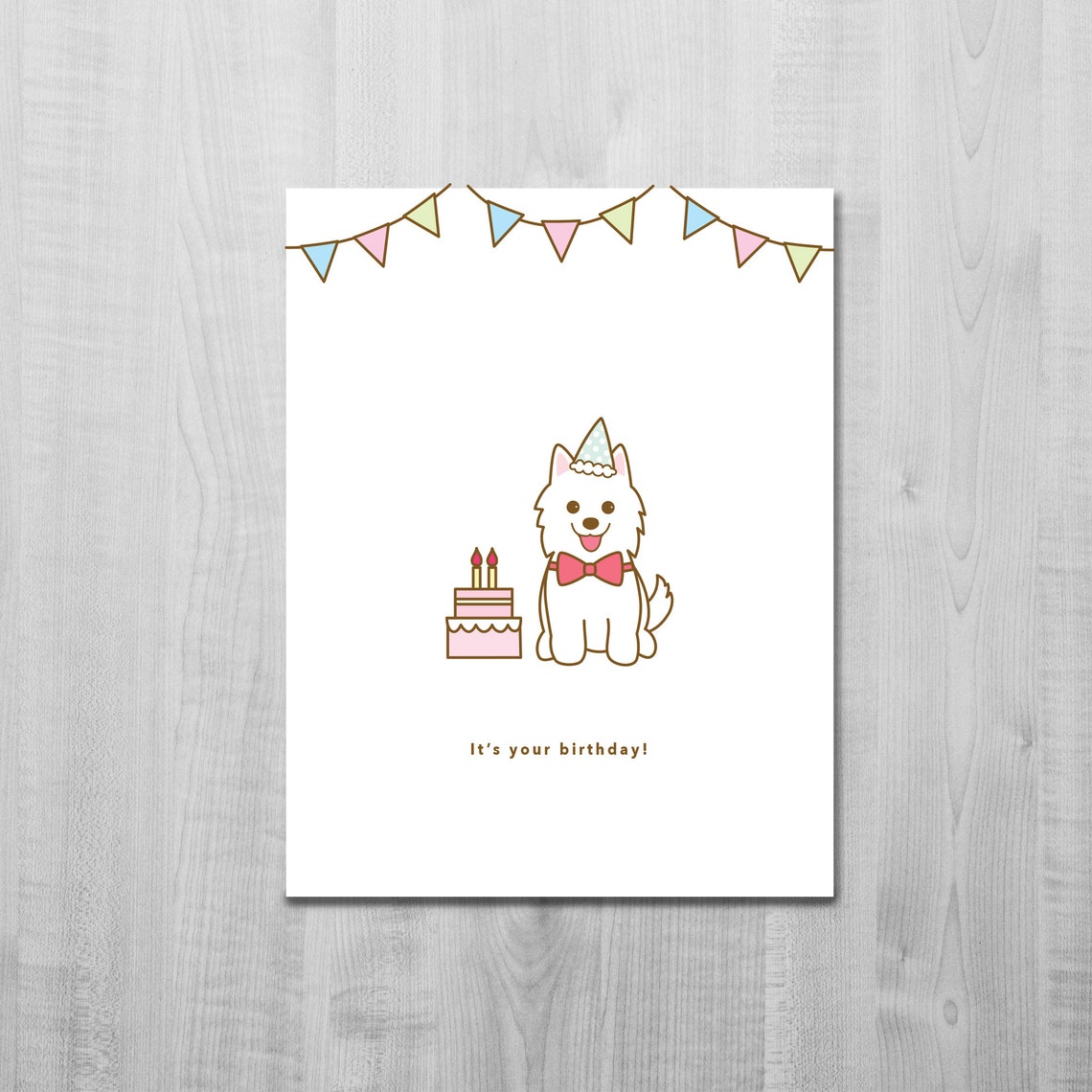 Samoyed Birthday Card/ Birthday Cake/ Cute Greeting Card/ Dog/ | Etsy