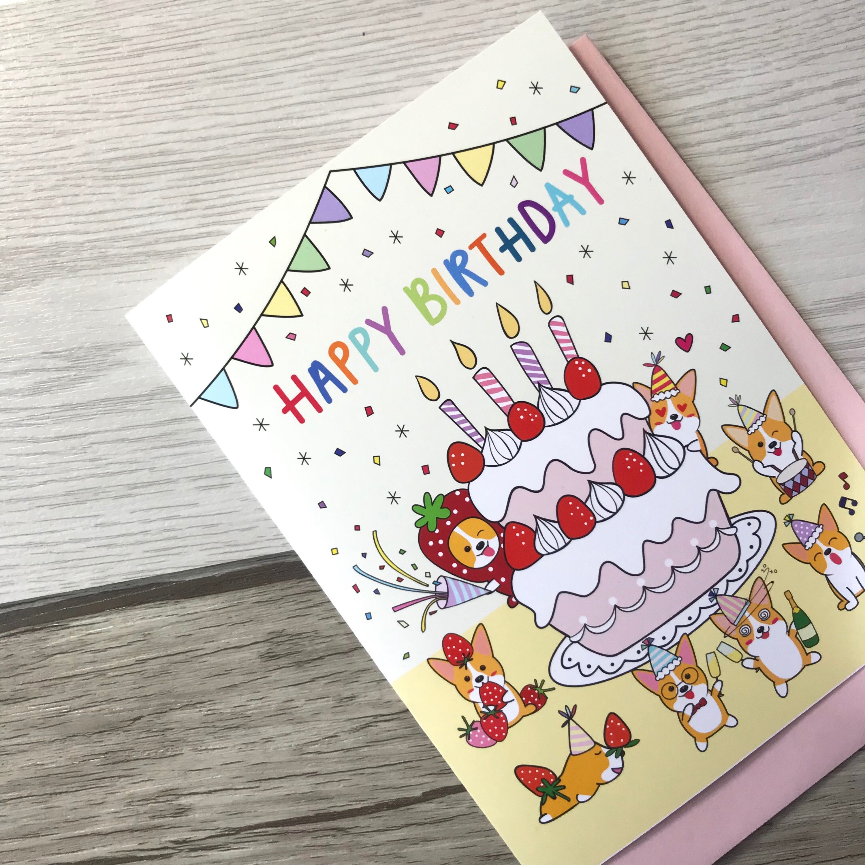 Corgi Birthday Card/ Corgis' Birthday Party/ Happy | Etsy