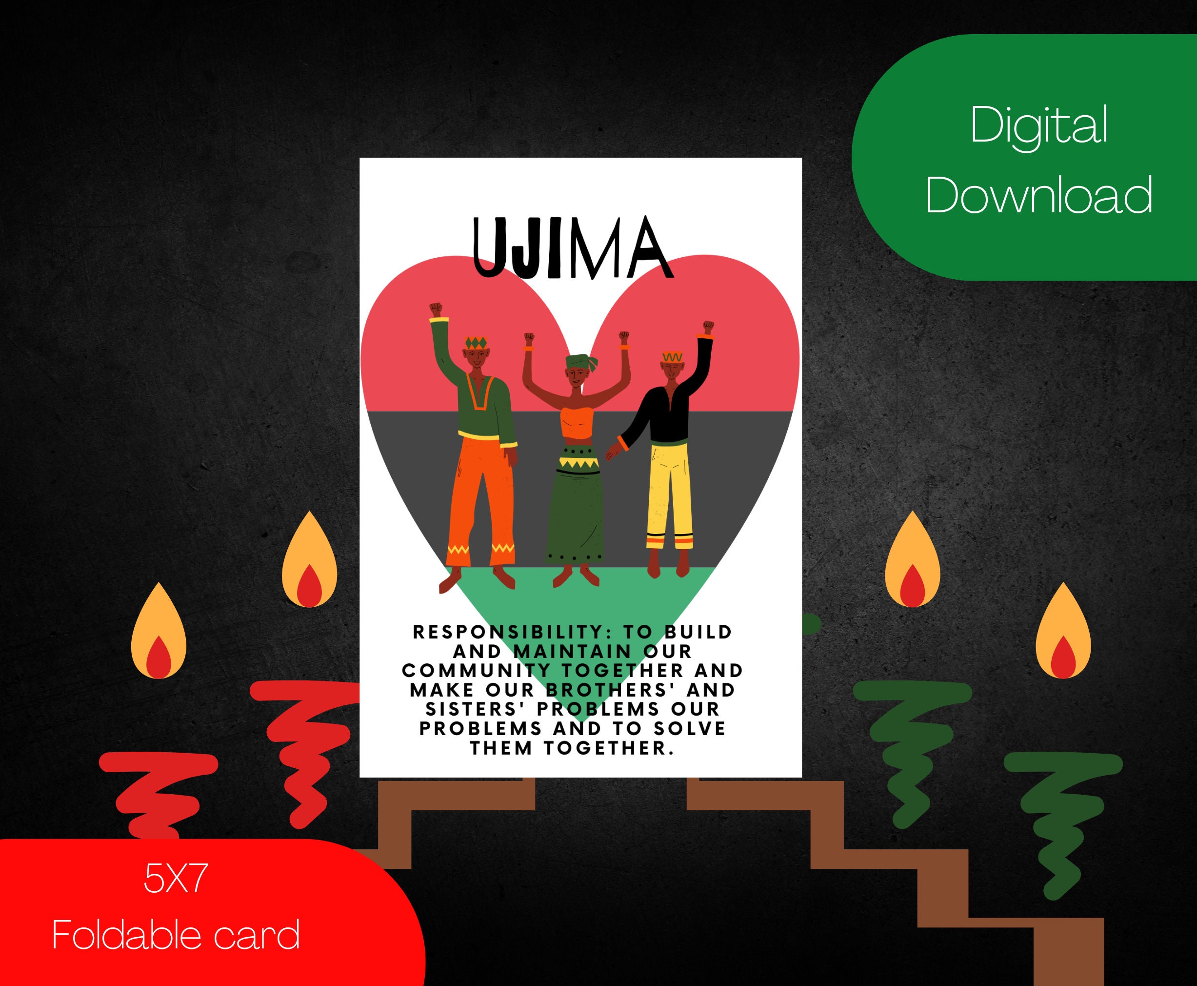 Kwanzaa Principles 8 Kwanzaa Card Set Printable Kwanzaa Cards African ...
