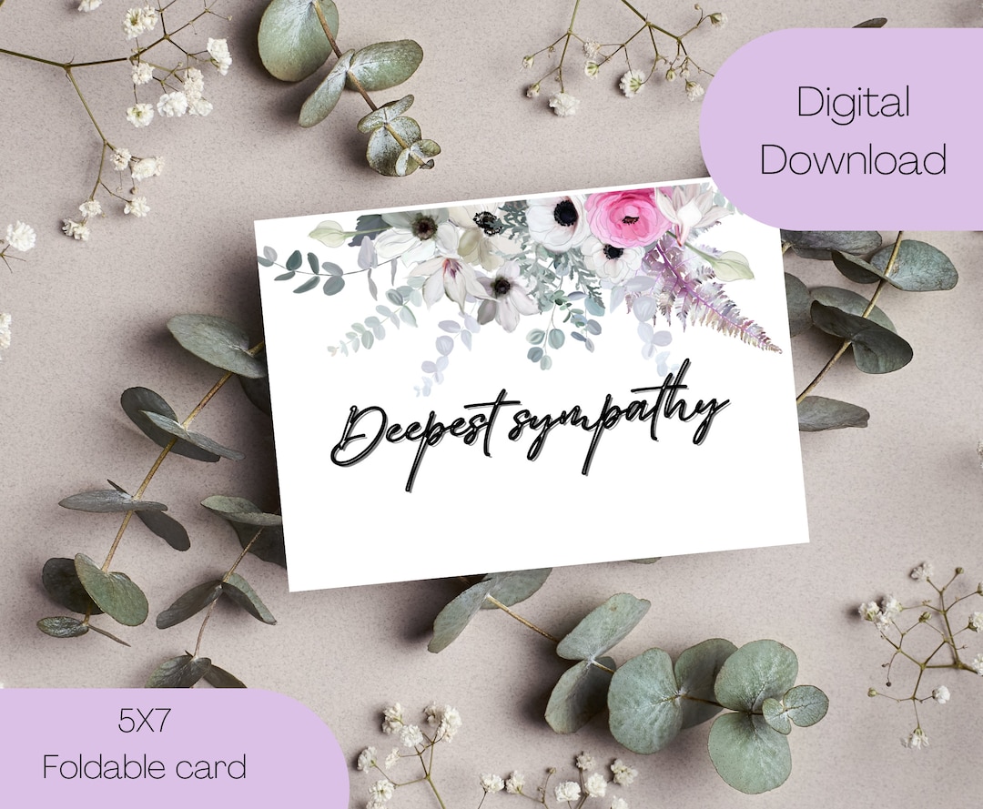 Deepest Sympathy Printable Condolence Card | Printable Sympathy Card ...