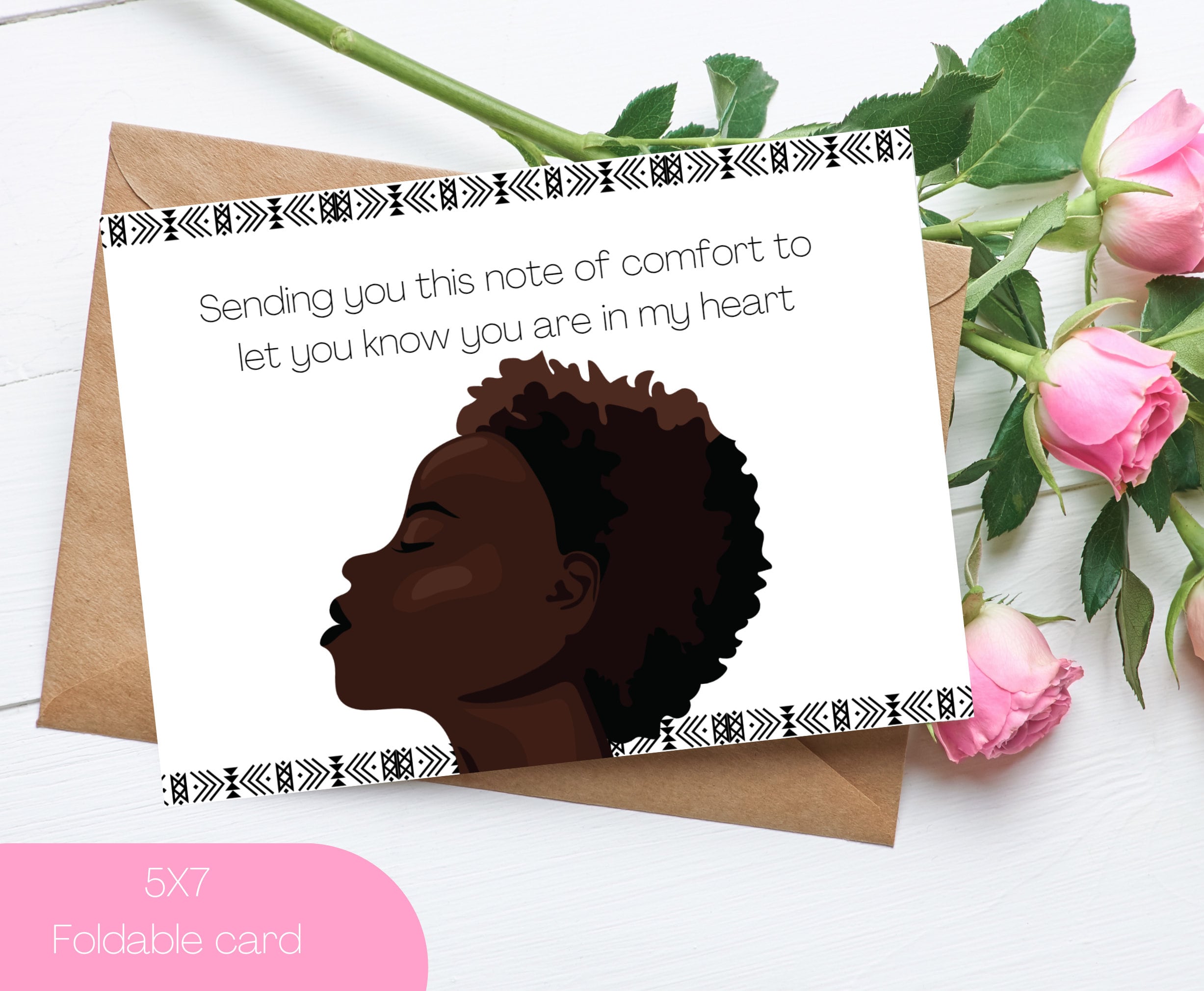 Black Condolence Card | African American Sympathy, Printable (PDF) - Etsy