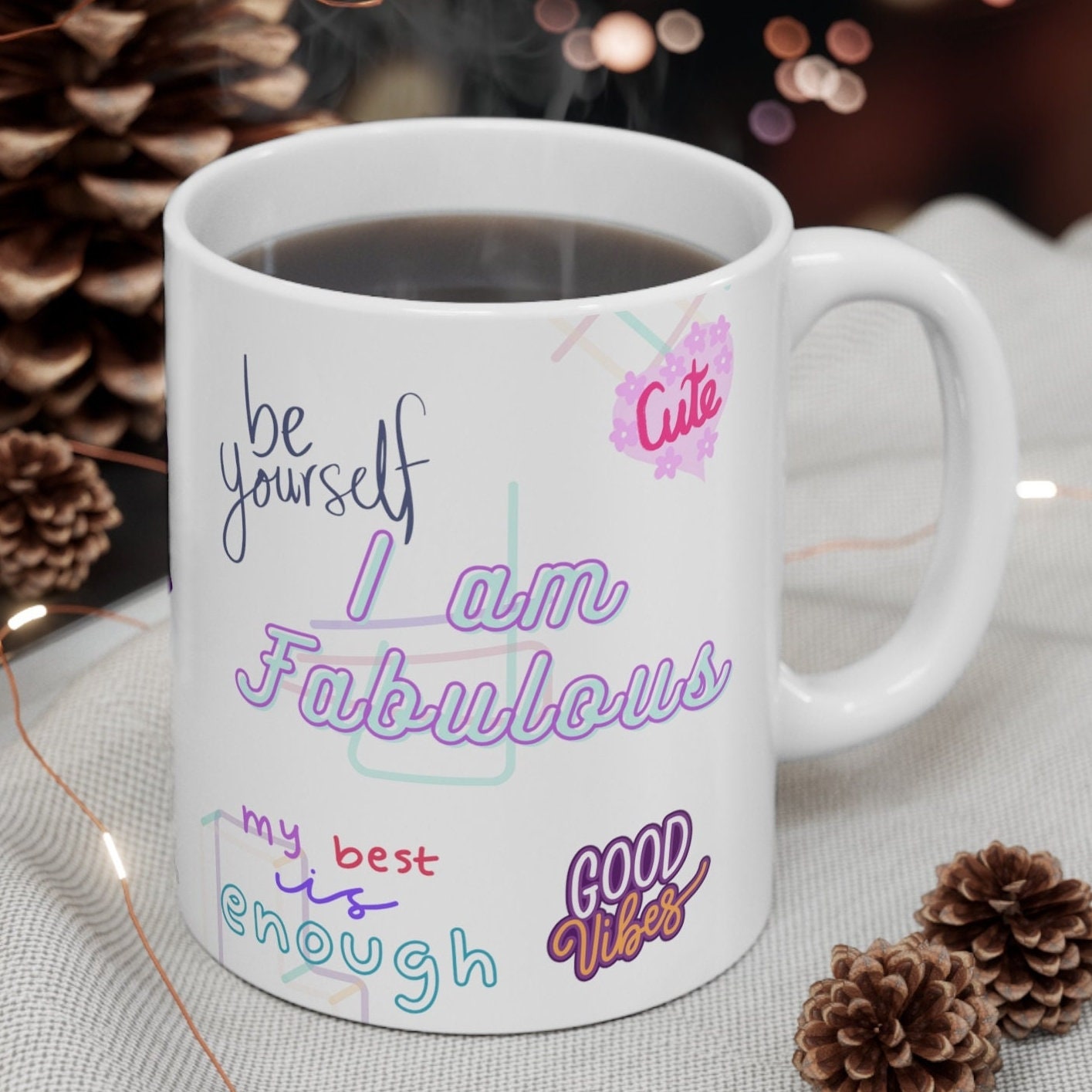 Positive Affirmation Mug Positivity Mug Good Vibes Mug Girl Affirmation ...