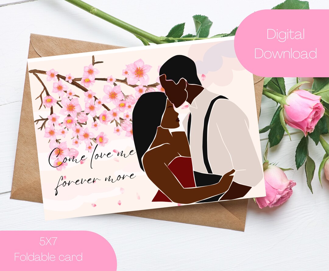 African American Couple Card | Printable Black Love Cards | Melanin ...