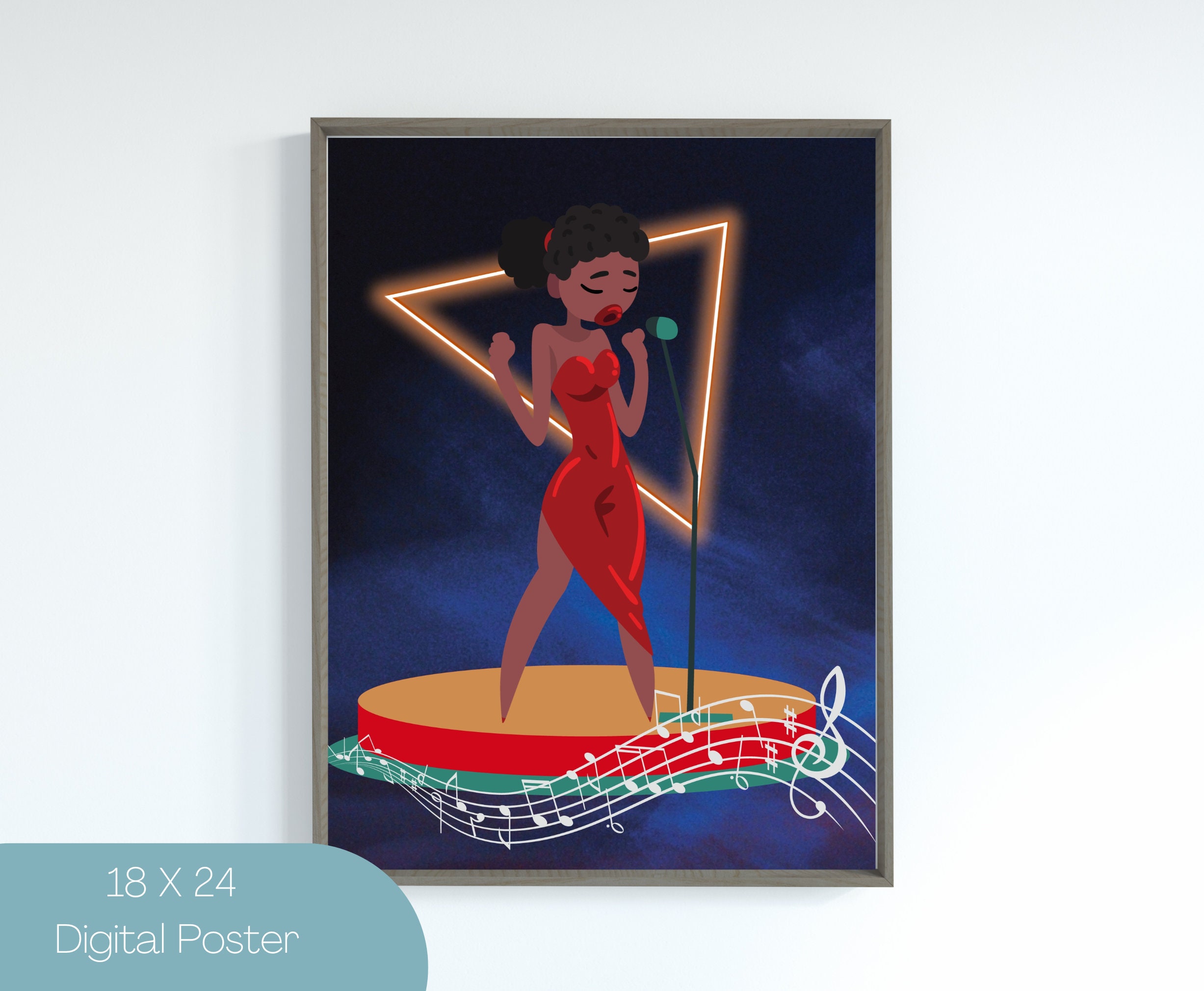 African American Singers Wall Art | Digital Black Women Singing Poster ...