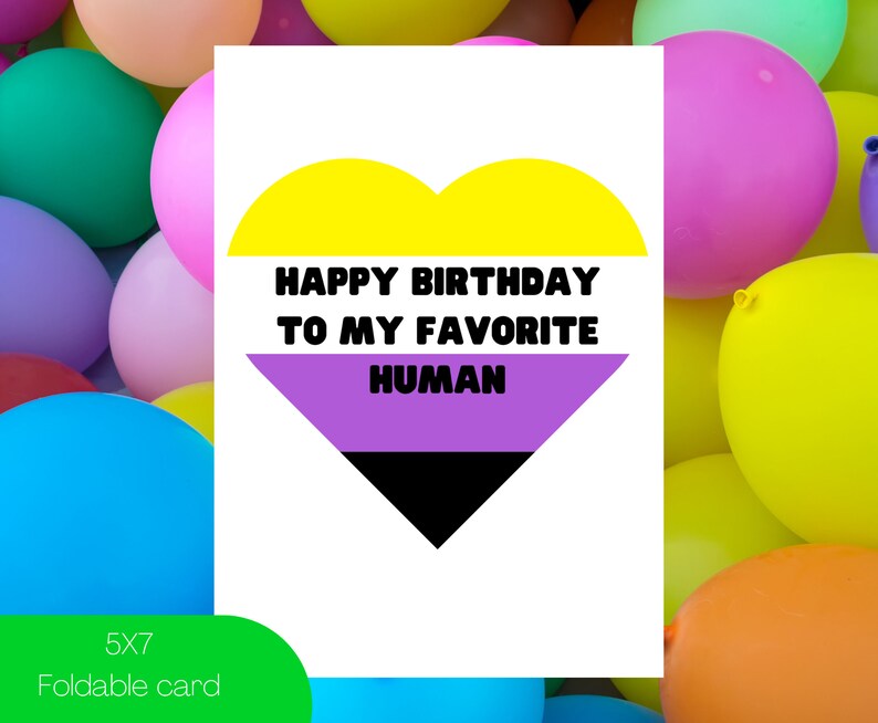 Nonbinary Birthday Card | Happy Birthday Favorite Human (PDF) - Etsy