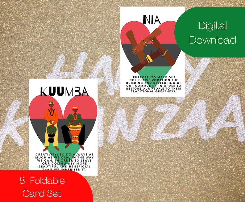 Kwanzaa Principles 8 Kwanzaa Card Set Printable Kwanzaa Cards African ...