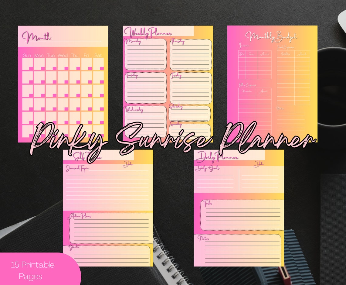 Pink Digital Planner Printable Planner Sheets for Organization Easy ...