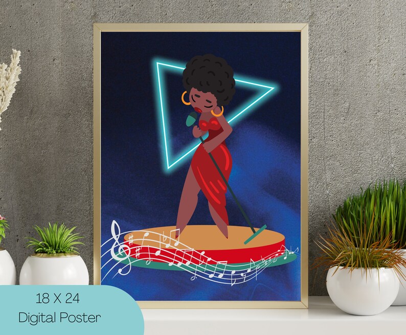 African American Singers Wall Art | Digital Black Women Singing Poster ...