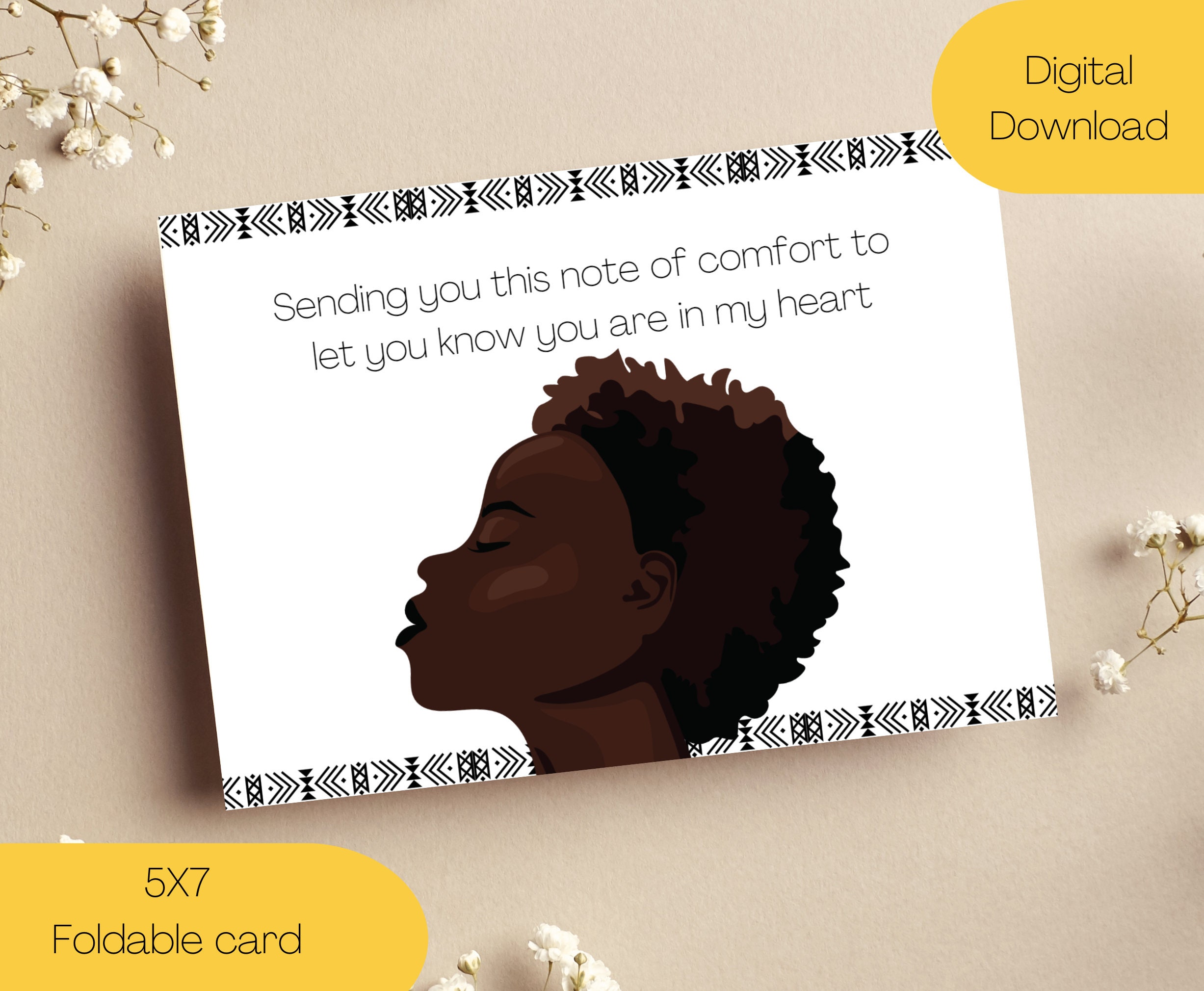 Black Condolence Card | African American Sympathy, Printable (PDF) - Etsy
