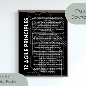 Agile Values and 12 Principles Posters | Printable Poster | Digital Art ...