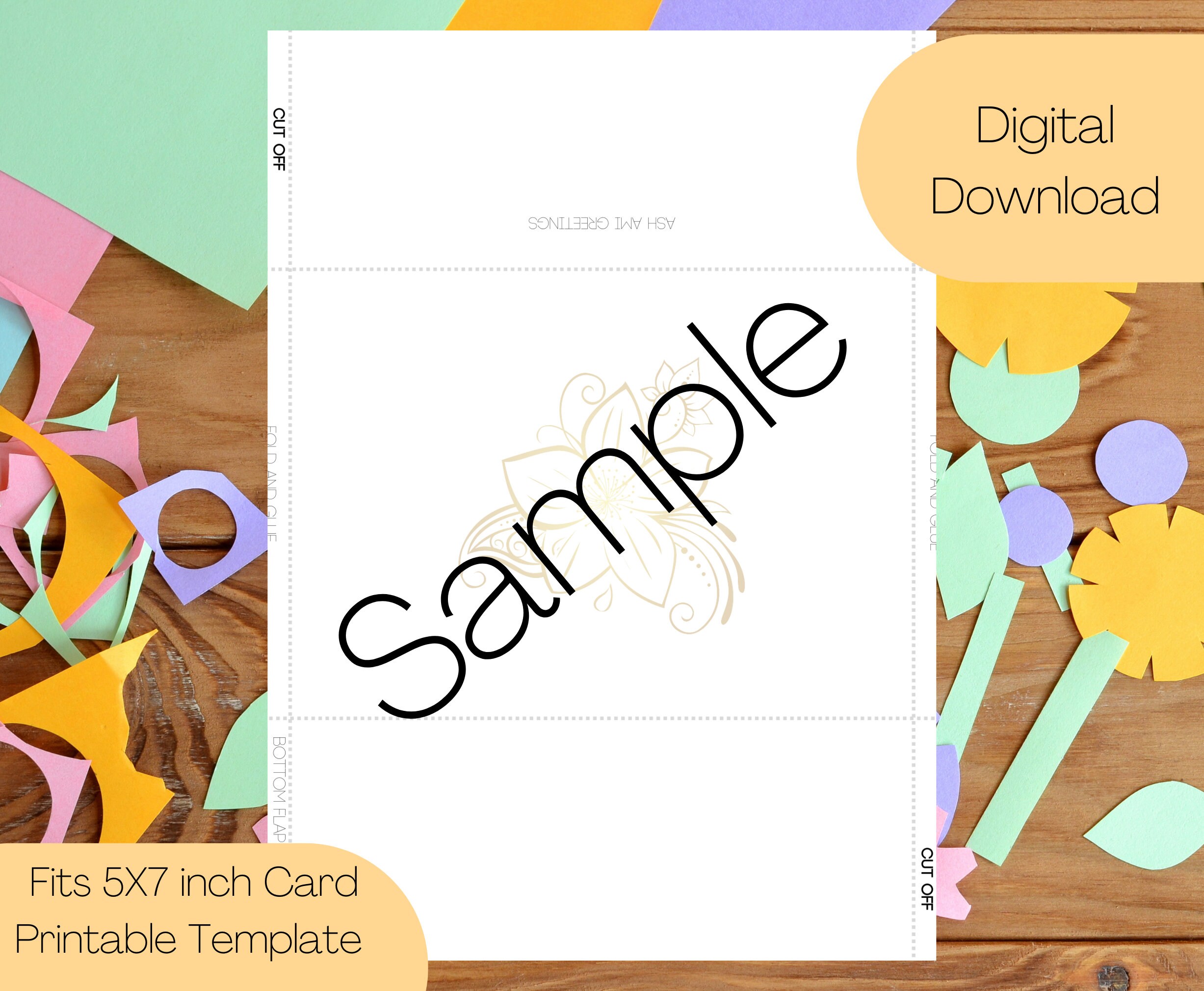 Printable Envelope Template Heart Envelope 5X7 Card - Etsy