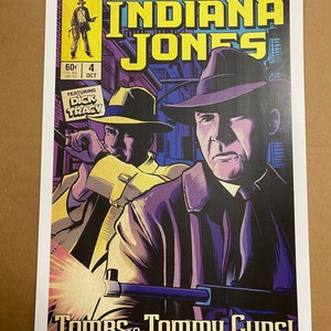 Vintage Indiana Jones Comic Cover Art Tribute Featuring the Dock Tracy ...