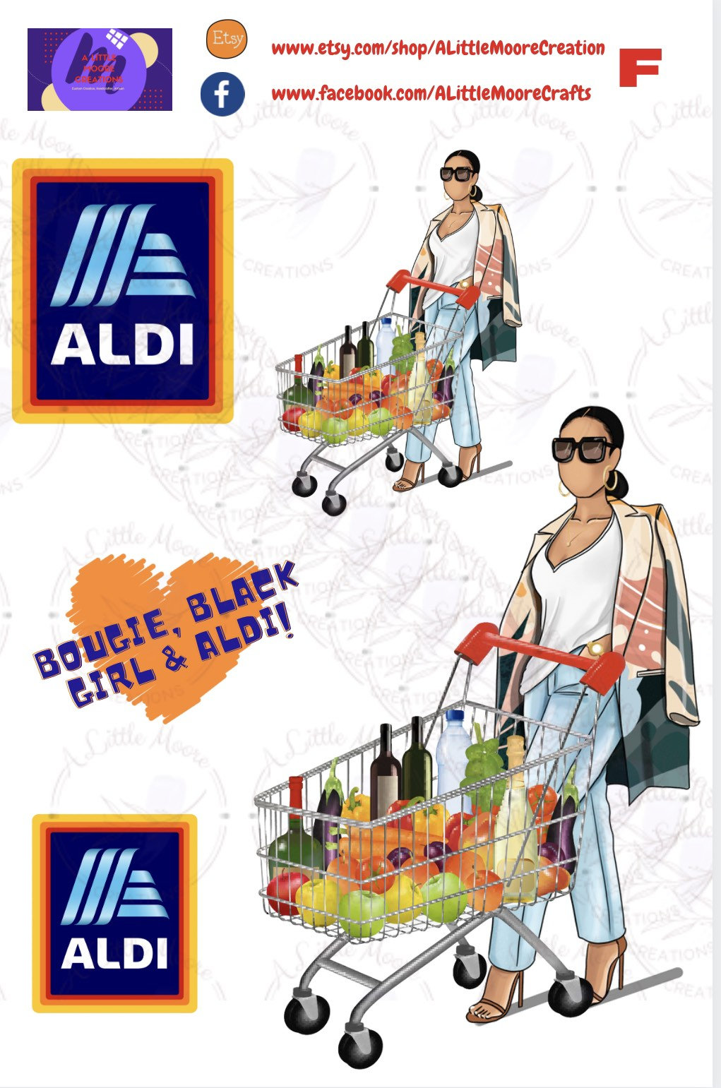 Bougie Black Girl Loves Aldi Aldi Stickers Grocery Stickers Aisle of ...
