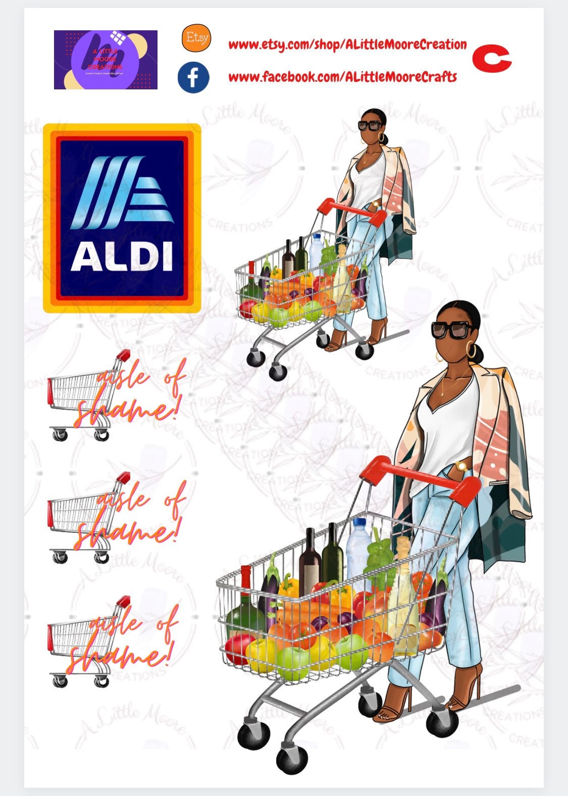 Bougie Black Girl Loves Aldi Aldi Stickers Grocery Stickers Aisle of ...