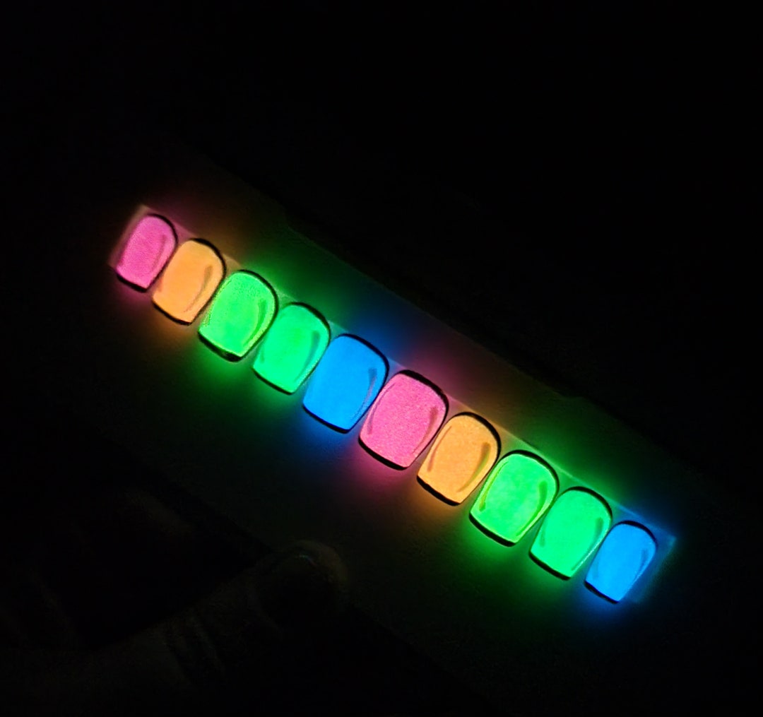 Glow in the Dark Comic Book Rainbow Custom Gel Press on Nails - Etsy