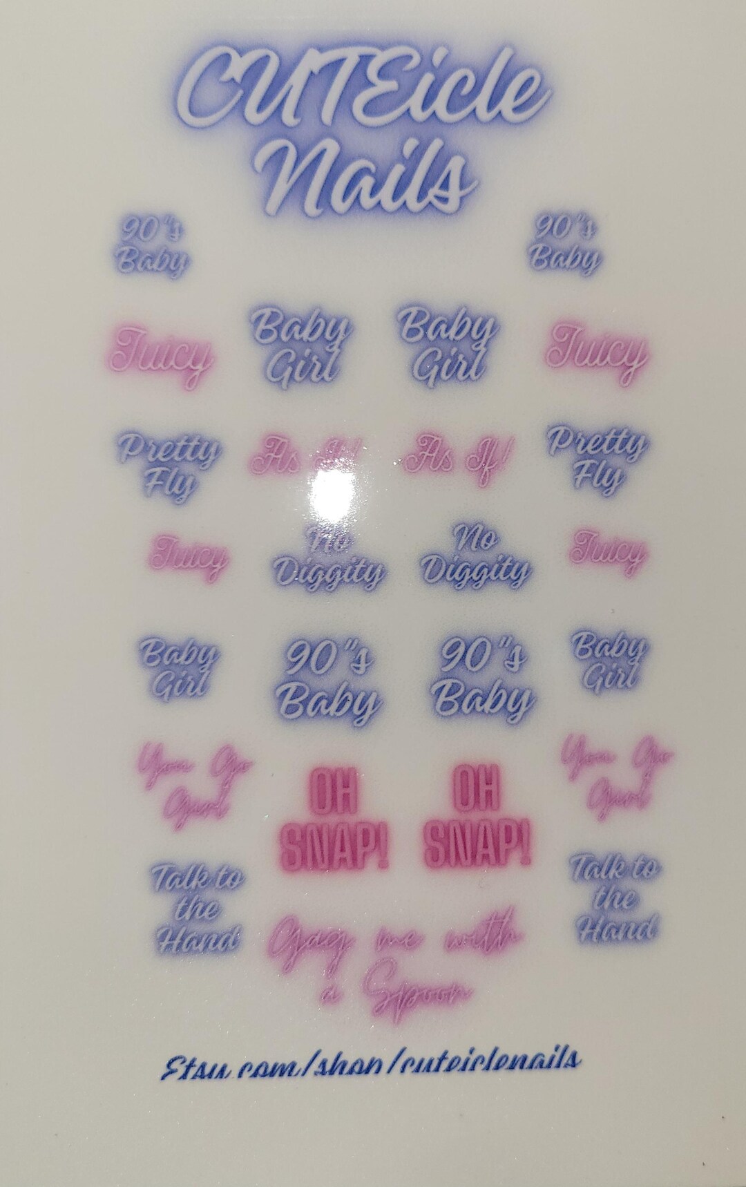 90's Neon Slang Waterslide Nail Decal - Etsy
