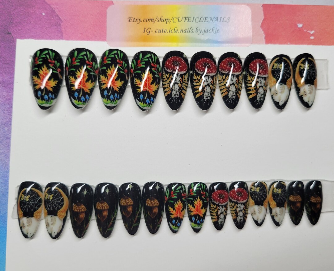 24 Pc READY TO SHIP Dark Cottagecore Press on Nails - Etsy