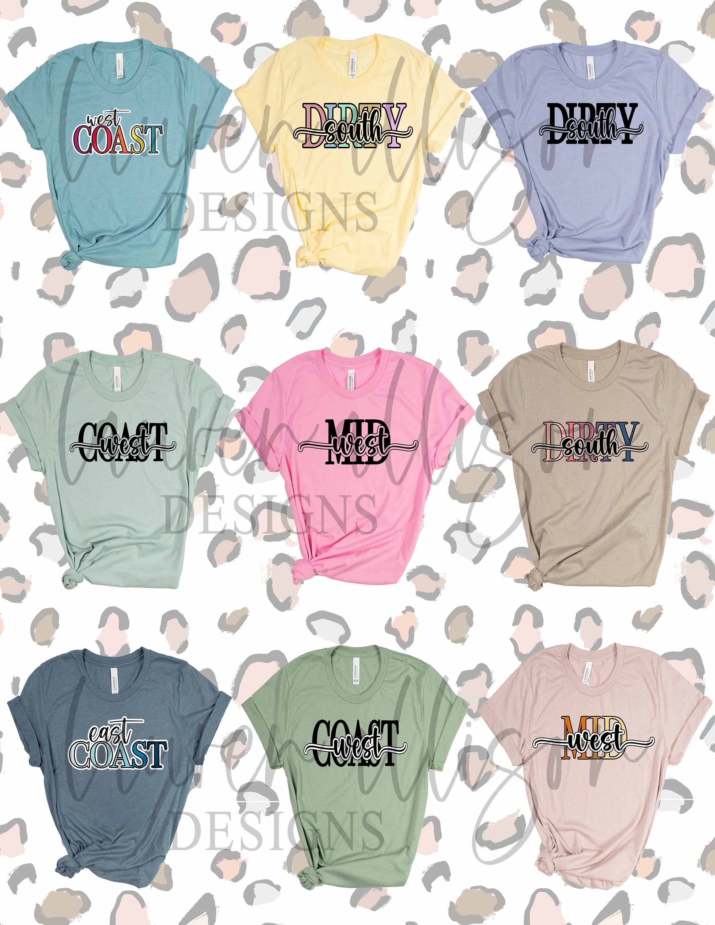 Regions of the US Clip Art Bundle Regions Sublimation Regions Clipart ...