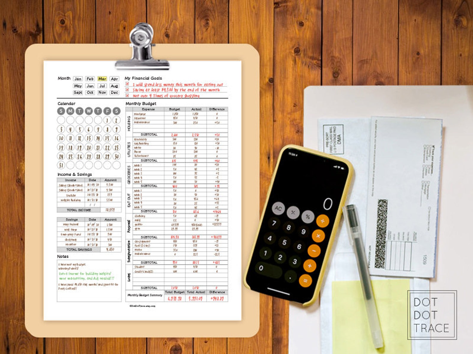 Printable Monthly Budget Planner Expense Tracker Finance | Etsy